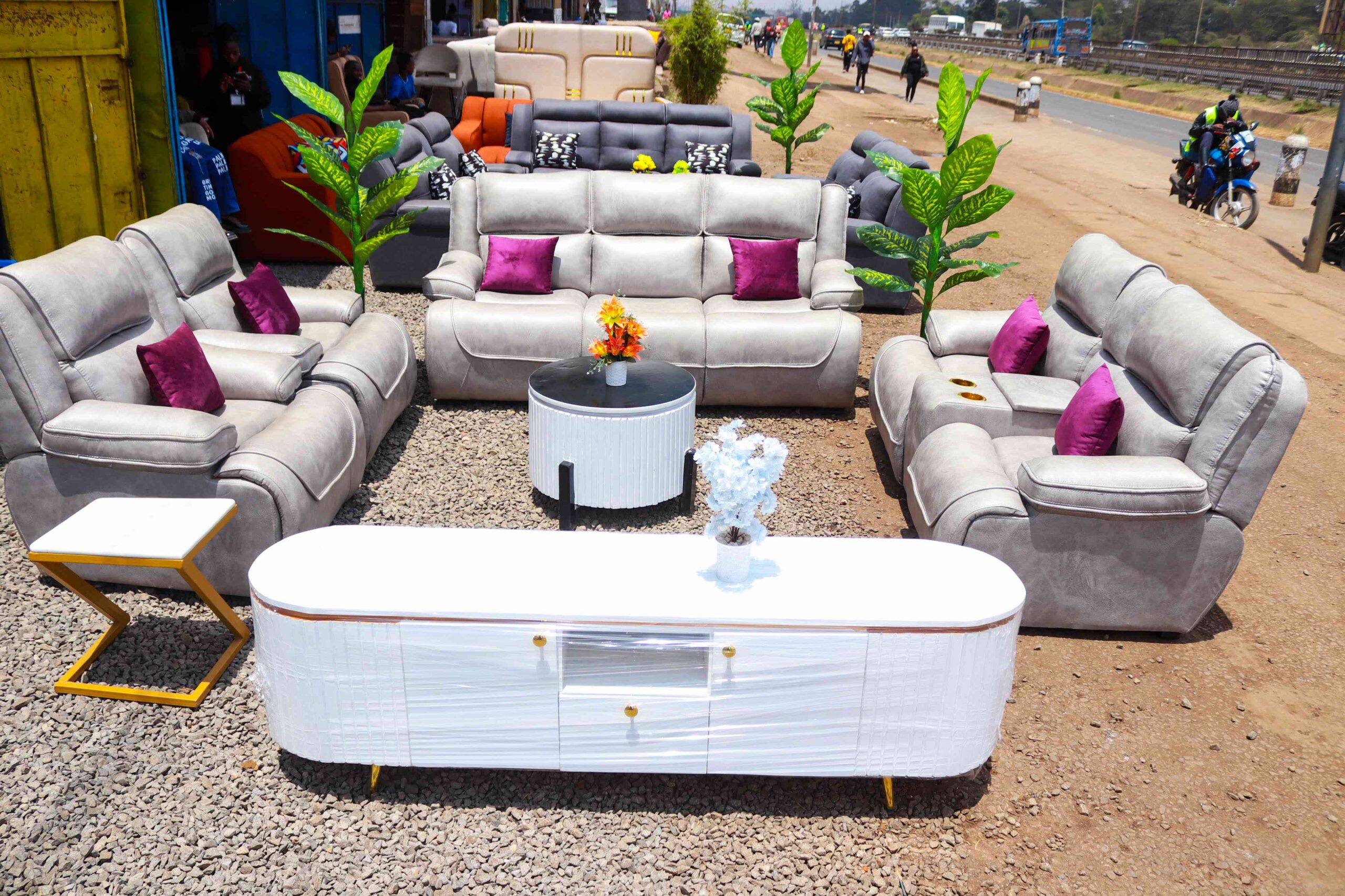 Cream Semi Recliner Sofa – Kahawa Furniture