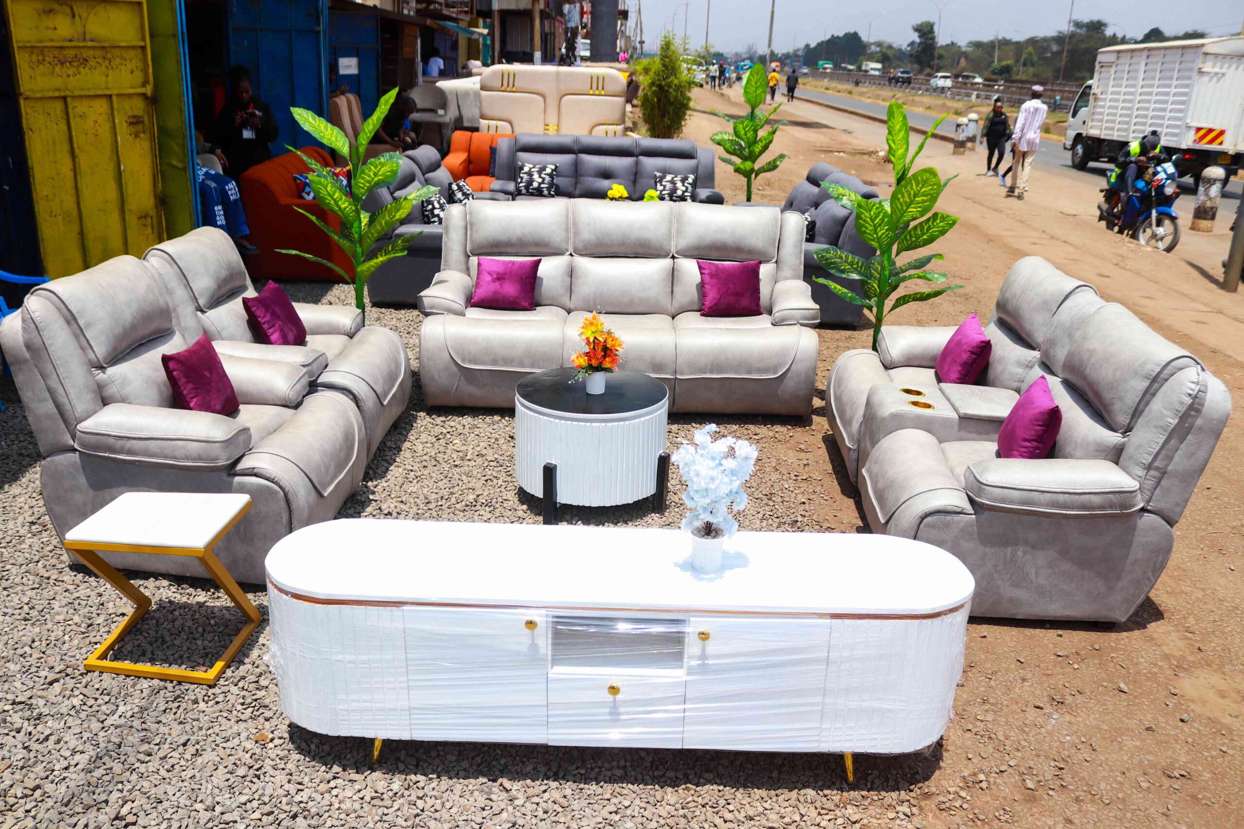 Cream Semi Recliner Sofa – Kahawa Furniture