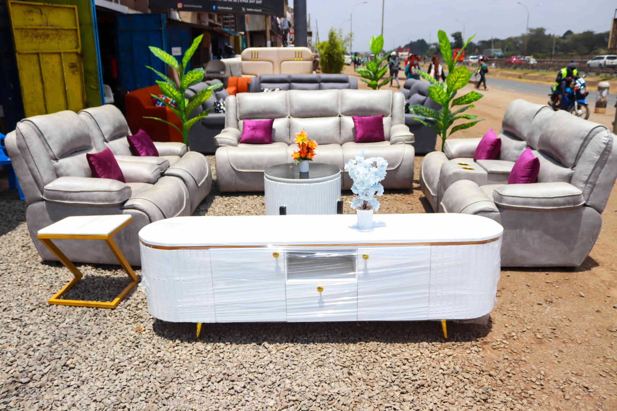 Cream Semi Recliner Sofa – Kahawa Furniture
