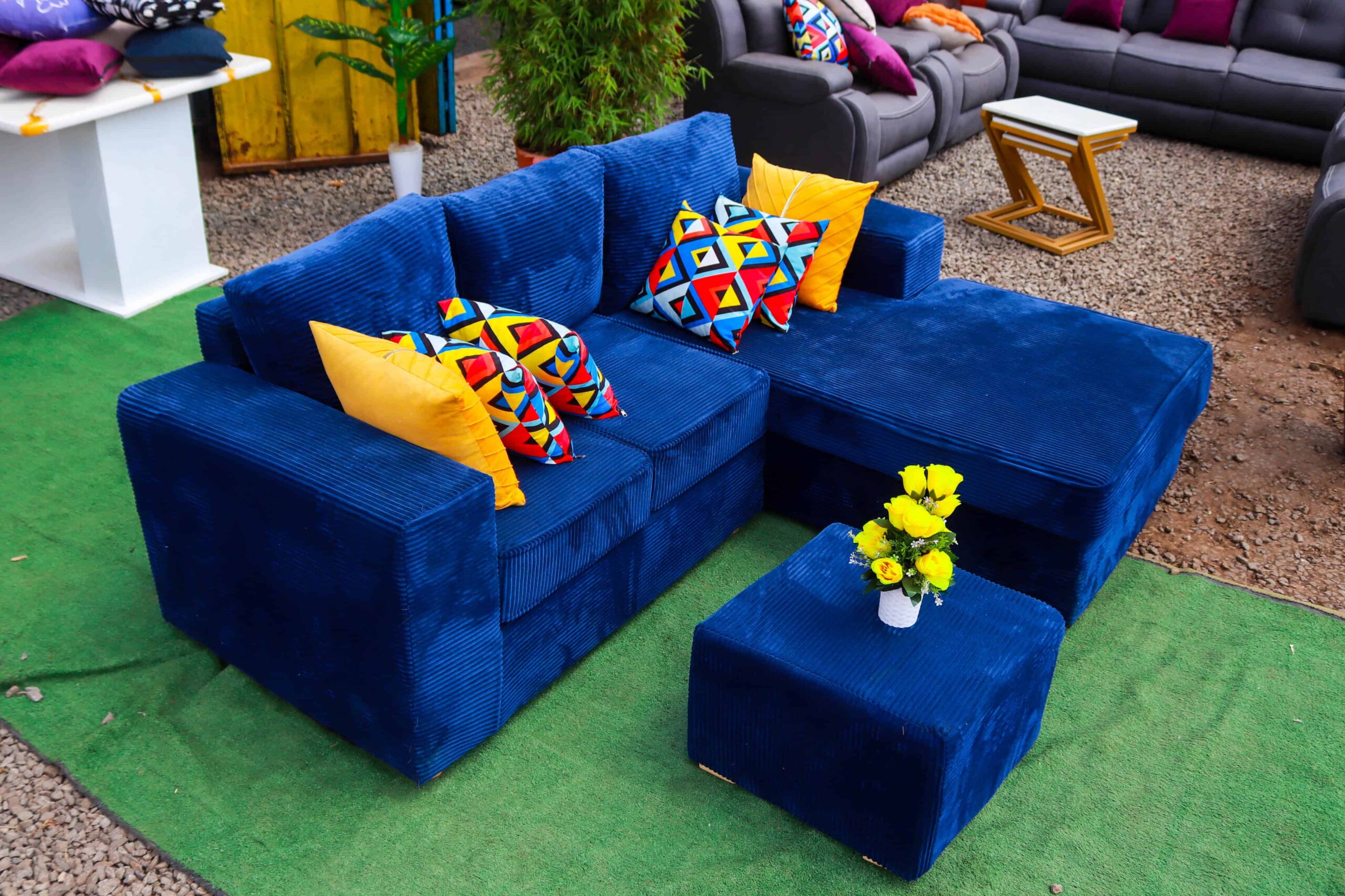 Blue L Shaped Sofa – Kahawa Furniture
